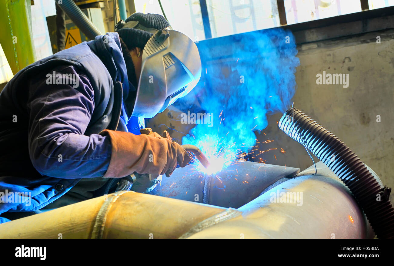 welding with mig-mag method Stock Photo - Alamy