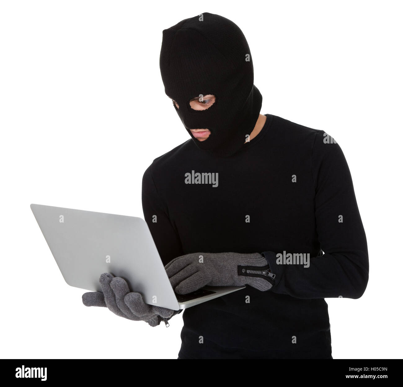 Burglar on Computer Stock Photo - Alamy
