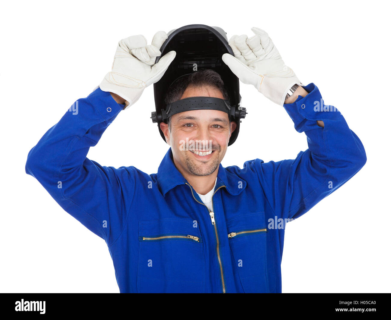 Portrait of confident welder in the mask Stock Photo - Alamy