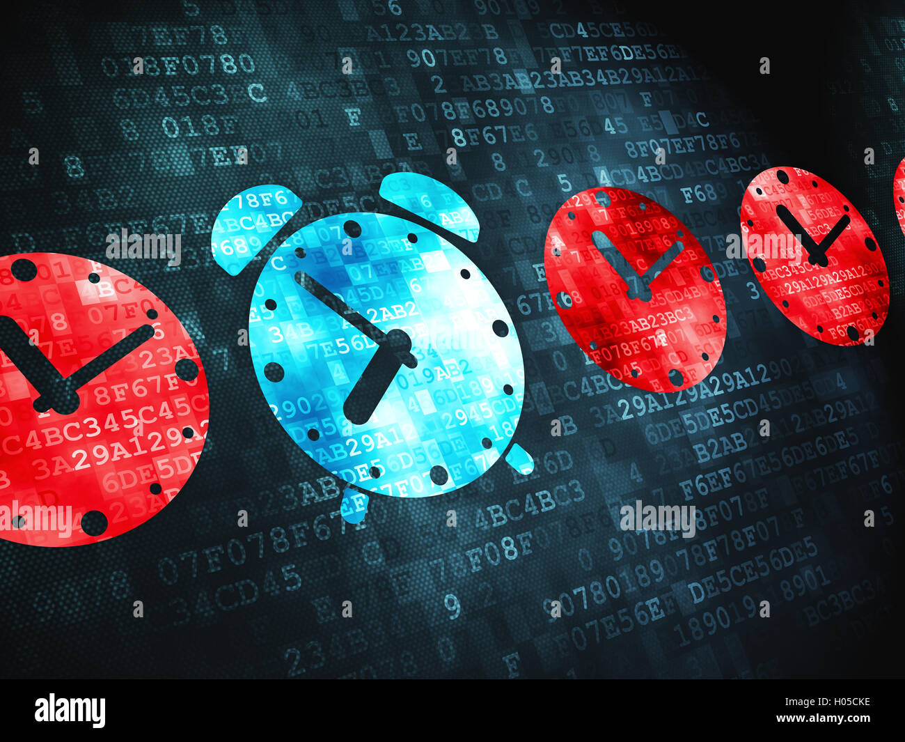 Time concept: Alarm Clock on digital background Stock Photo - Alamy
