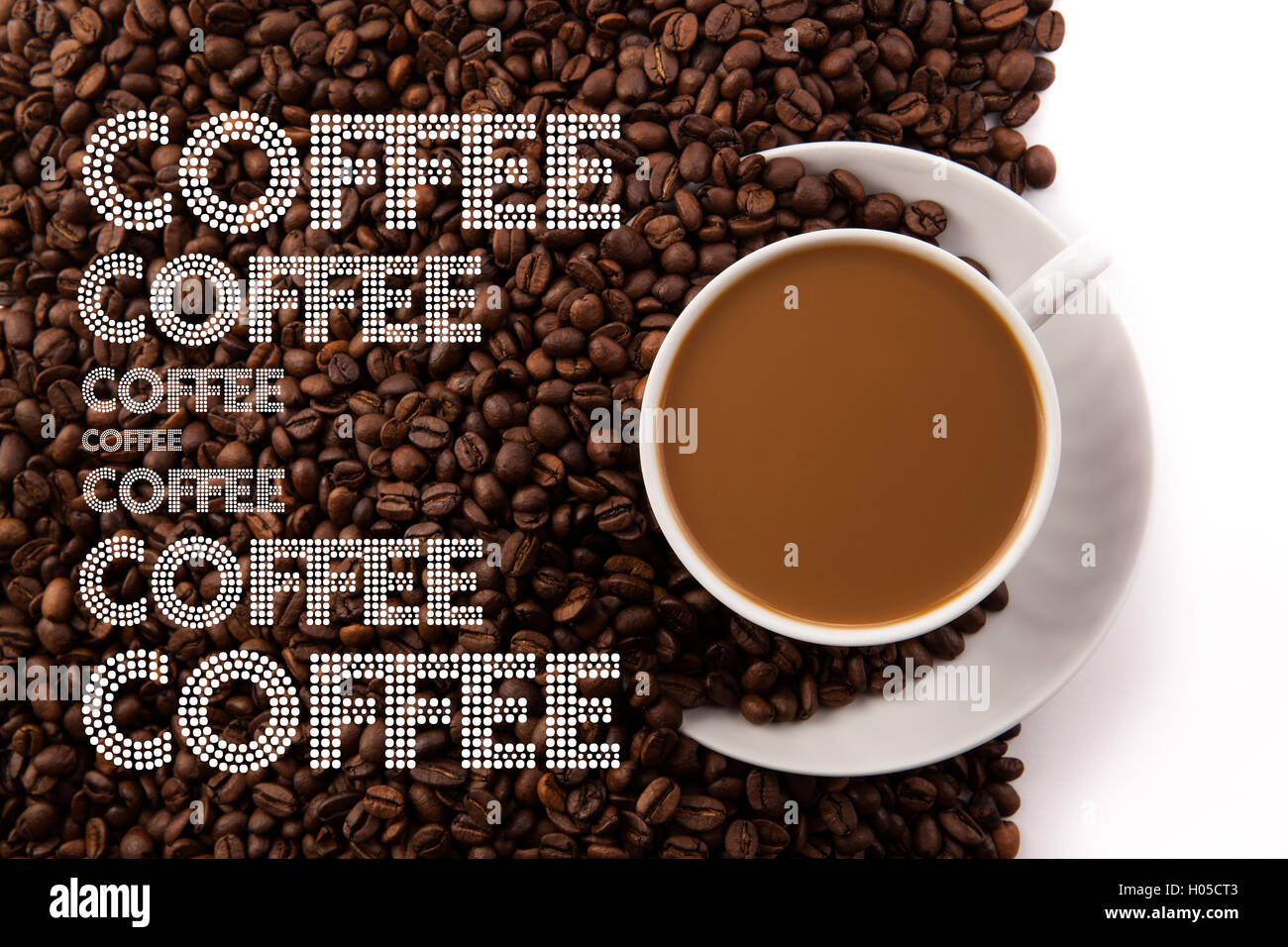 Cup coffee beans lettering hi-res stock photography and images - Alamy