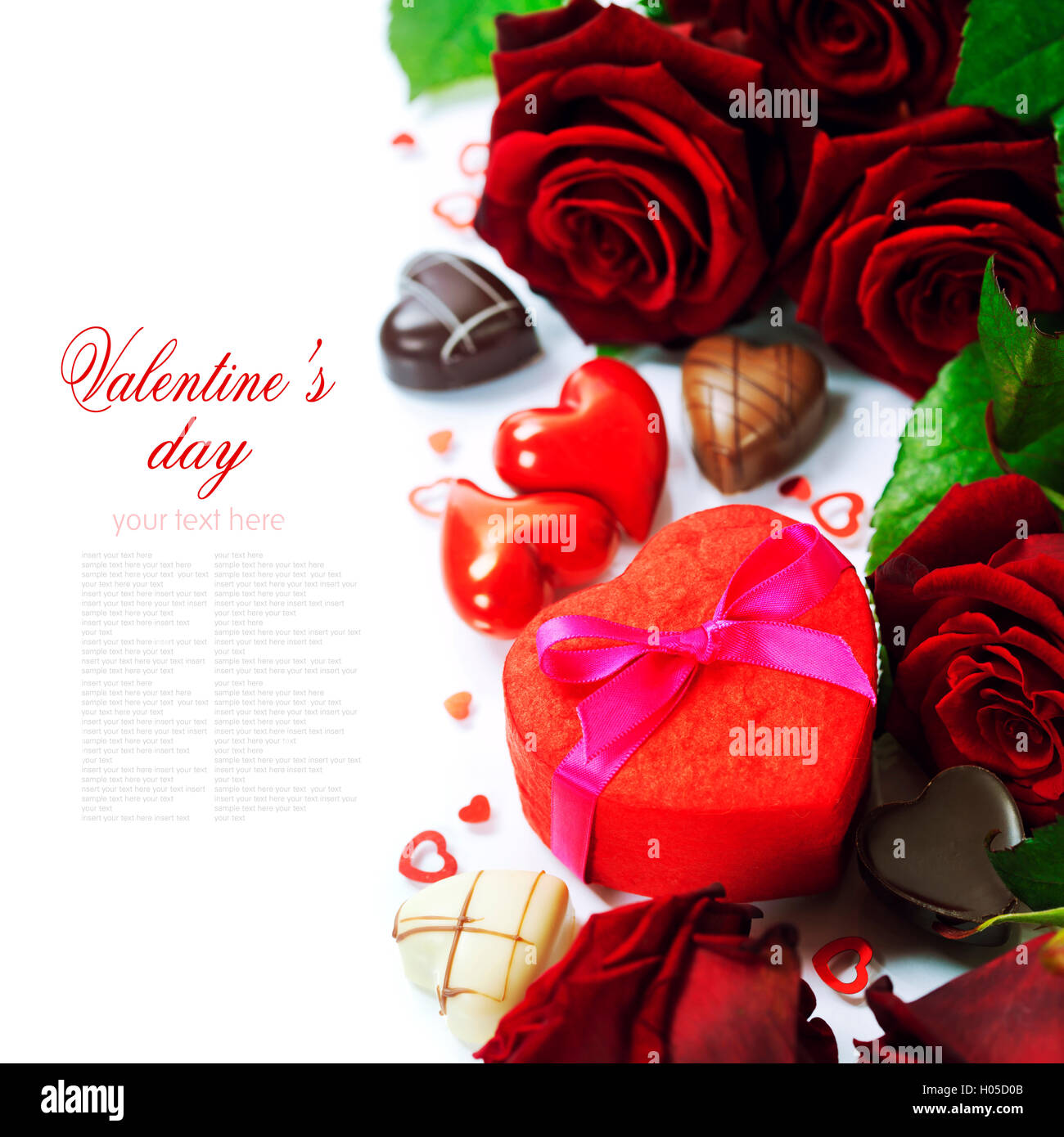 St. Valentine's Day roses and chocolate Stock Photo - Alamy