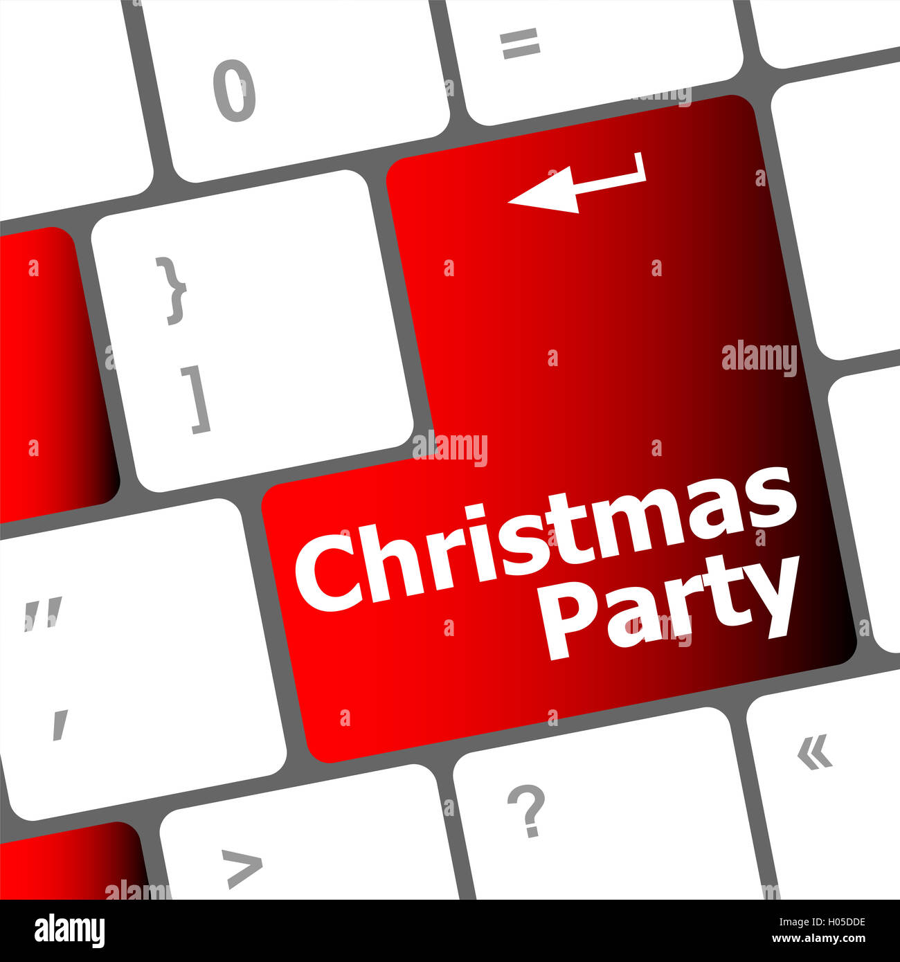 Computer keyboard key with christmas party words Stock Photo - Alamy