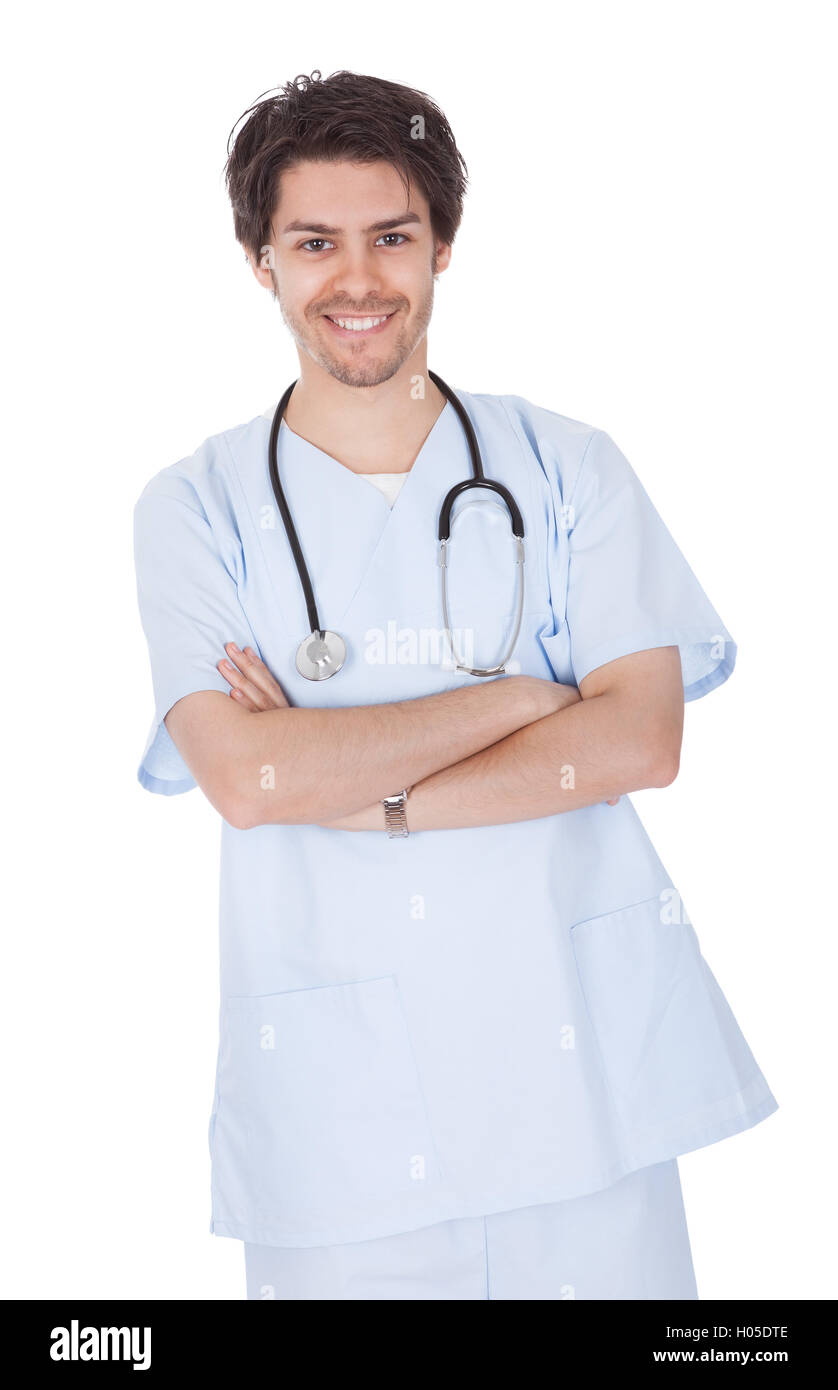 Self-assured doctor with stethoscope Stock Photo - Alamy