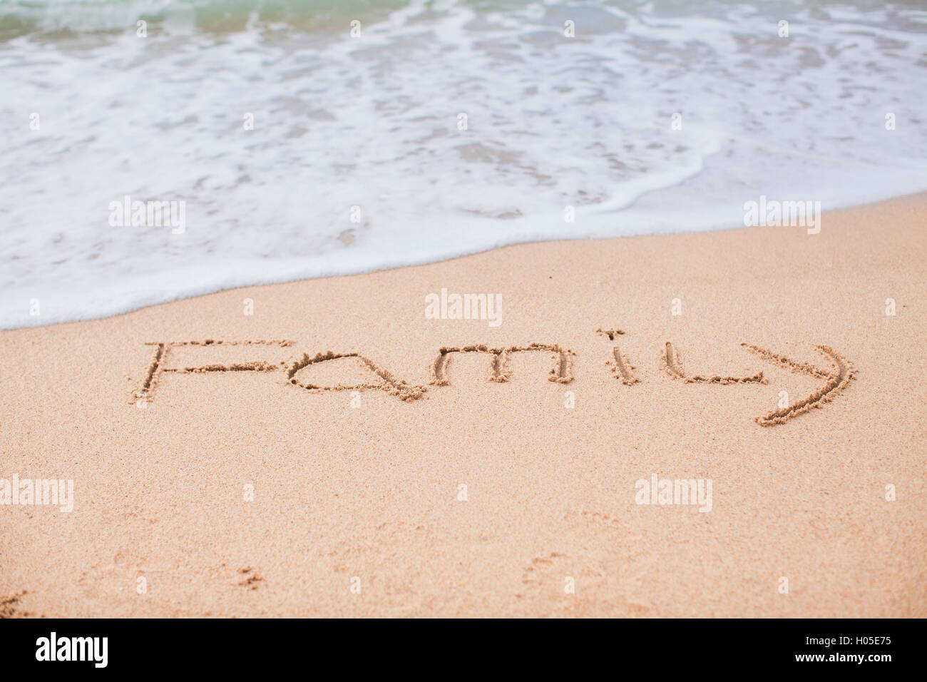 Family drawing in the sand on a tropical beach Stock Photo - Alamy