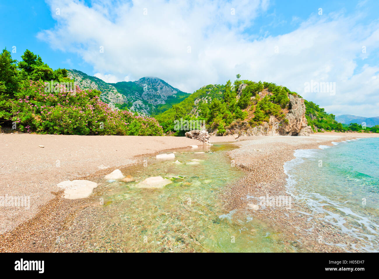 River flows into the Mediterranean Sea Stock Photo - Alamy