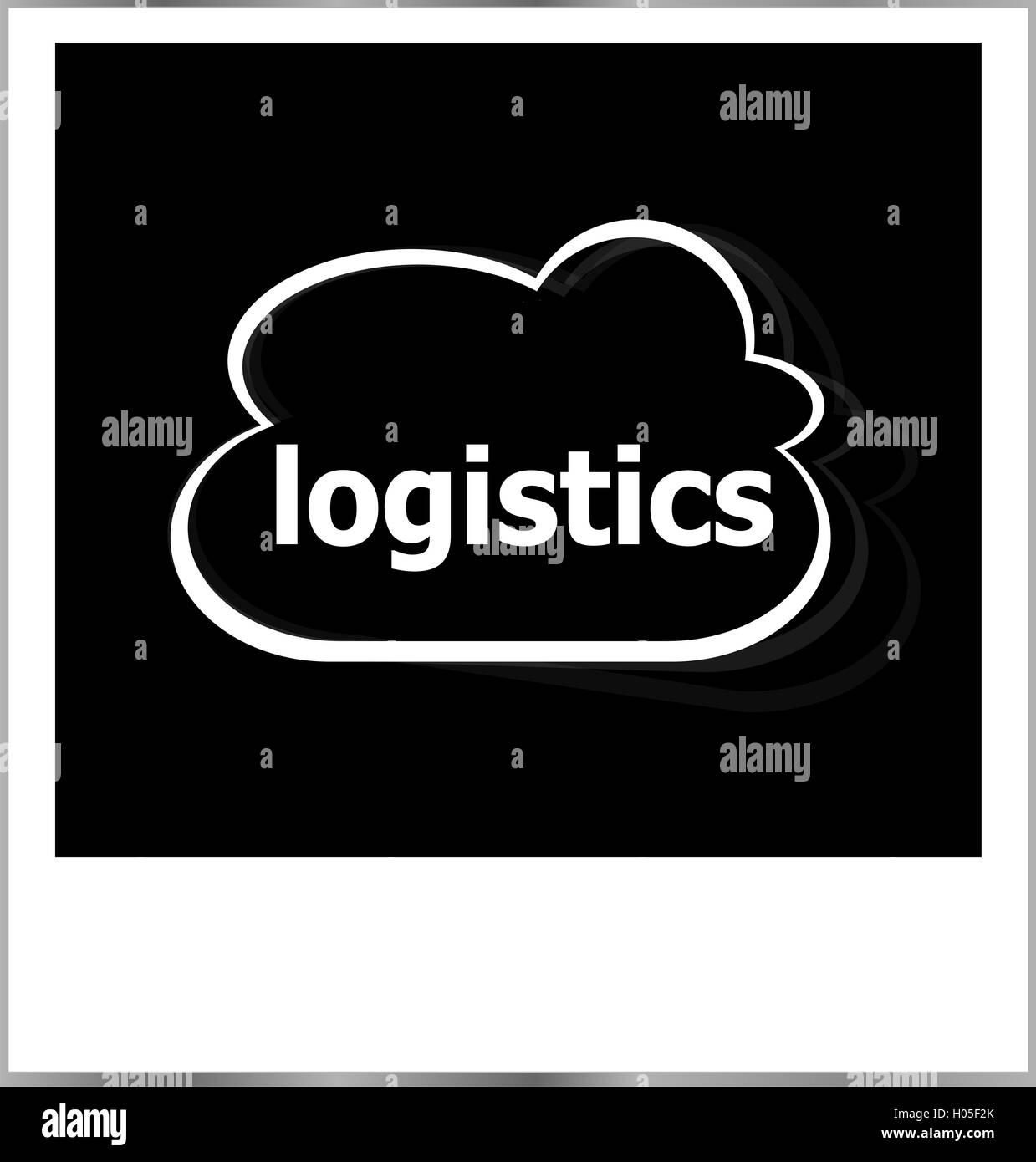instant photo frame with cloud and logistics word, business concept ...
