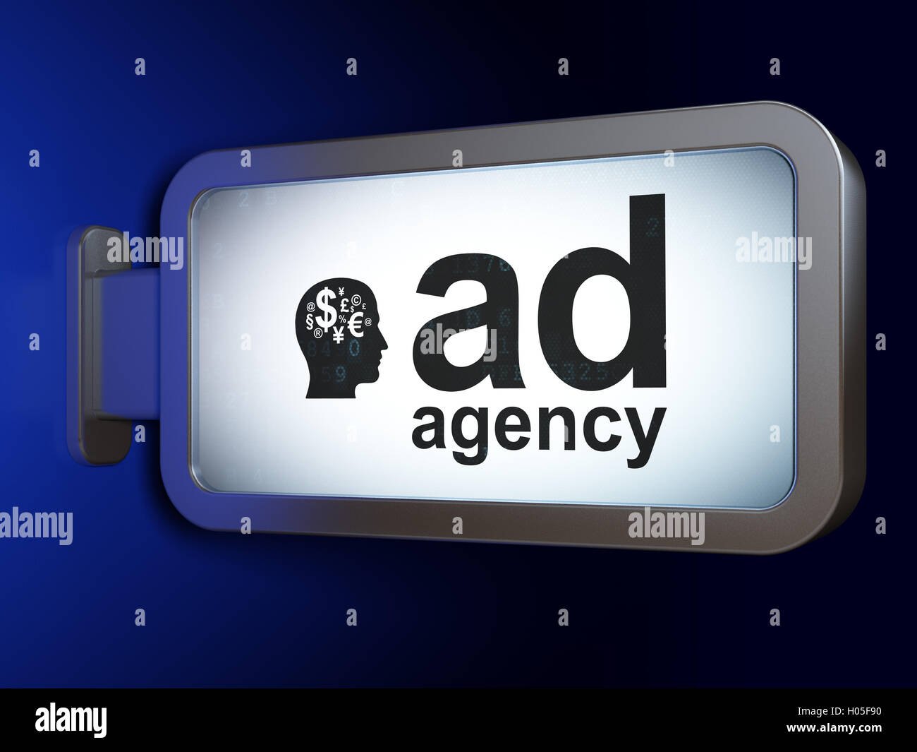 Marketing concept: Ad Agency and Head With Finance Symbol on billboard ...