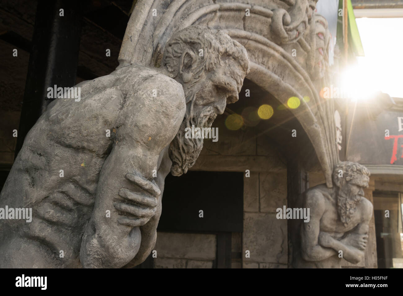 Frightened man statues at Pleasure Beach 1 Stock Photo - Alamy