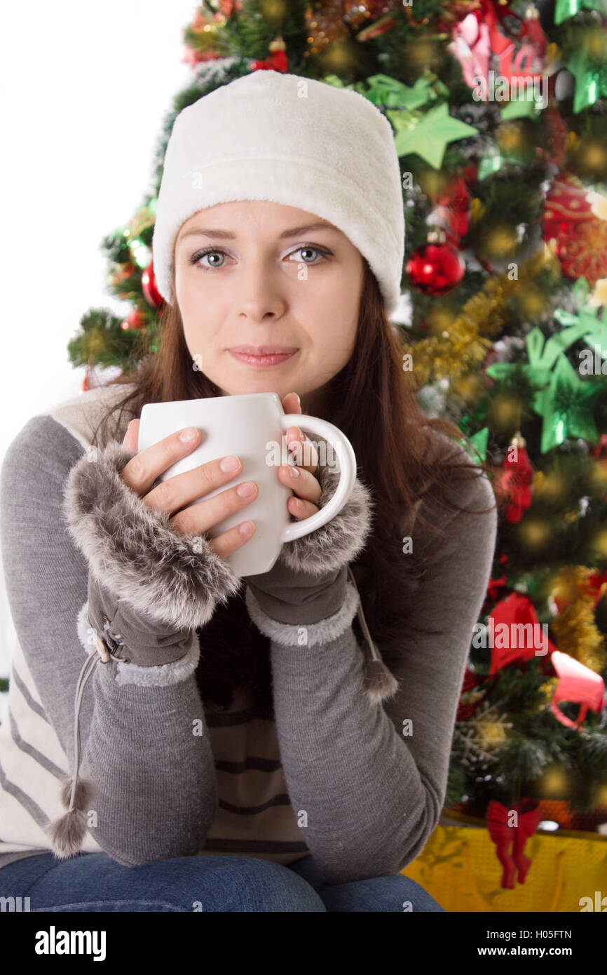Beauty brunette woman in fur hat hi-res stock photography and images ...