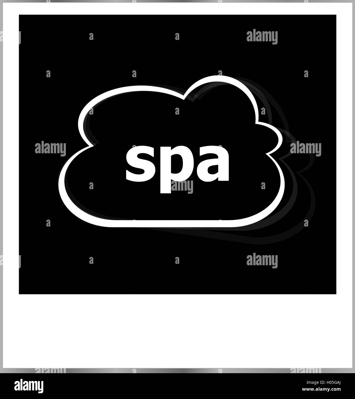 instant photo frame with cloud and spa word, business concept Stock ...