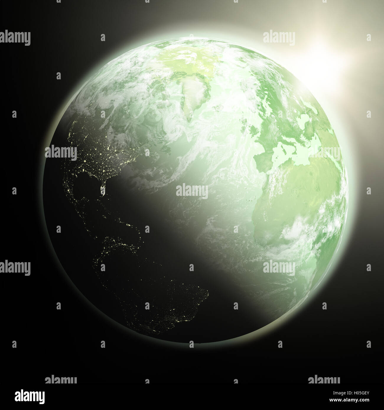 Sun rising over Earth Stock Photo - Alamy