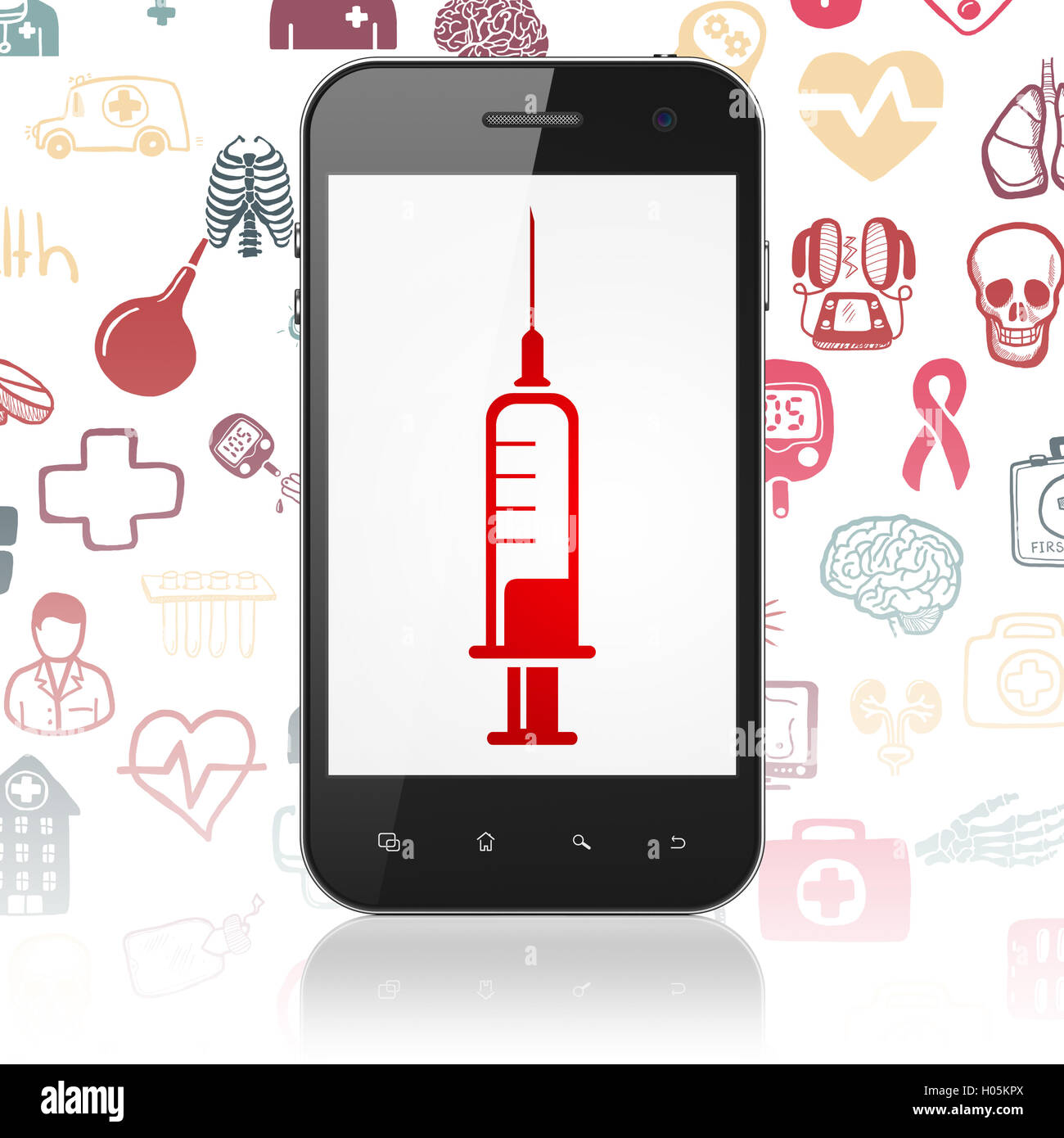 Health concept: Smartphone with Syringe on display Stock Photo - Alamy
