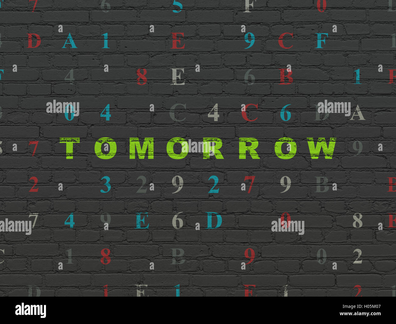 Time concept: Tomorrow on wall background Stock Photo - Alamy