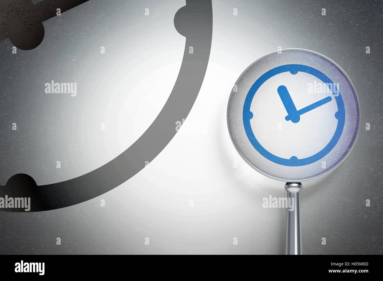 Timeline concept: Clock with optical glass on digital background Stock ...