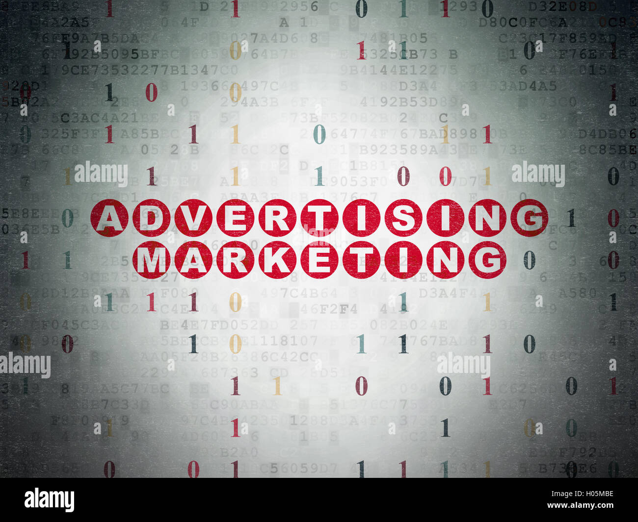 Finance concept: Advertising Marketing on Digital Data Paper background ...