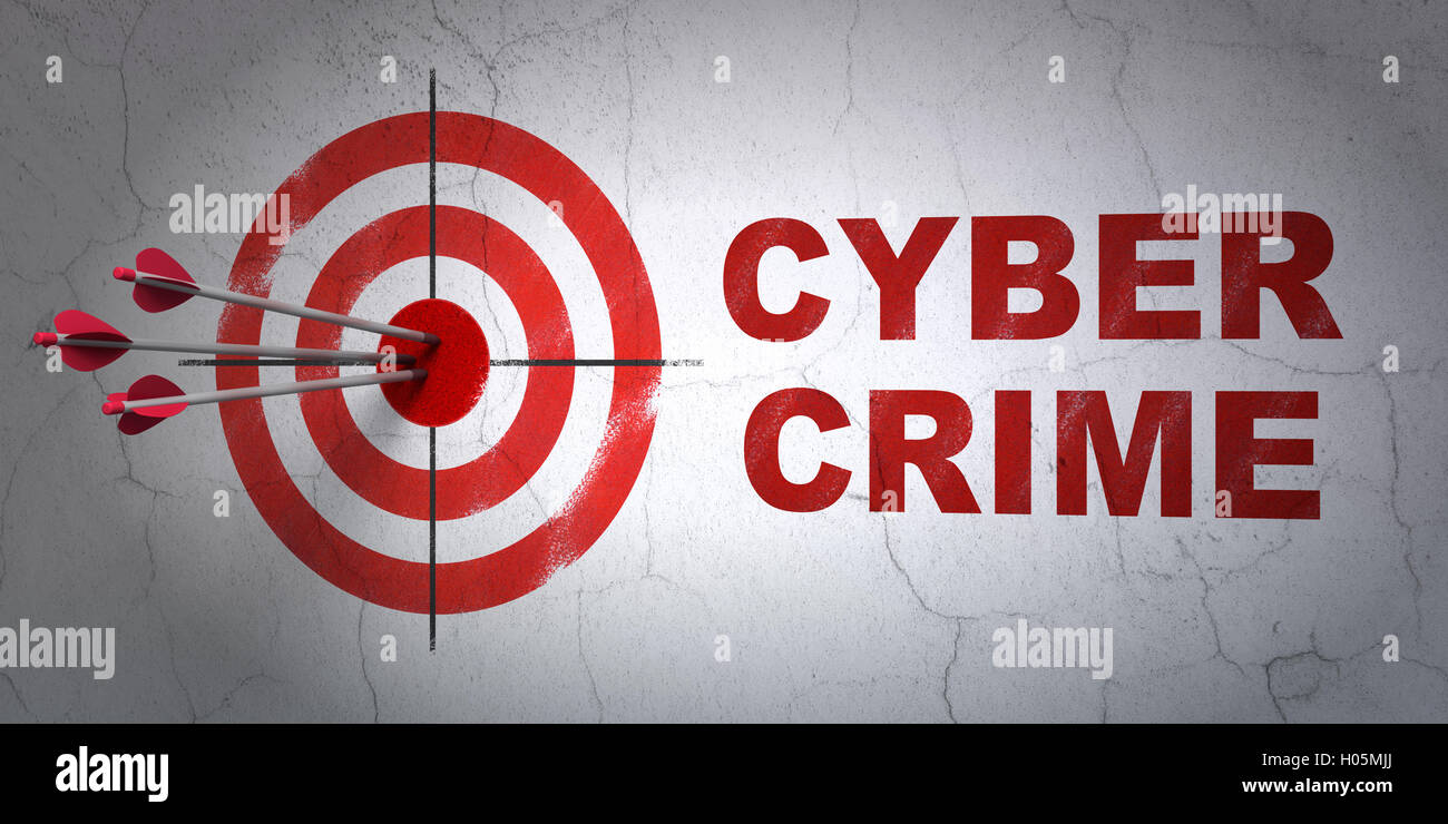 Privacy concept: target and Cyber Crime on wall background Stock Photo ...