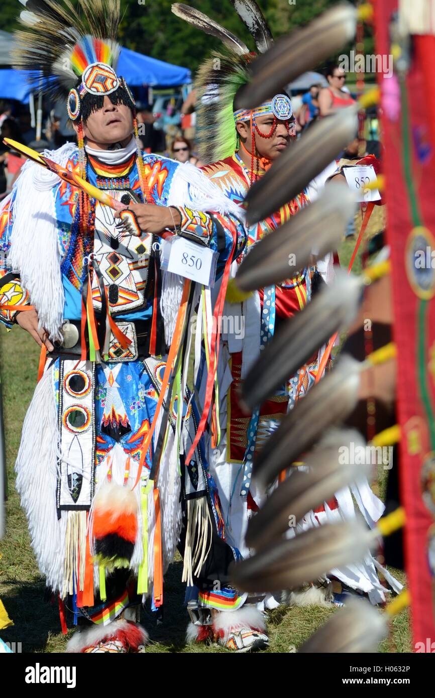 American Indians take part in a Grand Entry ceremony during Saturday’s ...