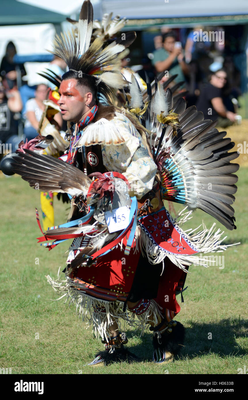 American Indians take part in a Grand Entry ceremony during Saturday’s ...