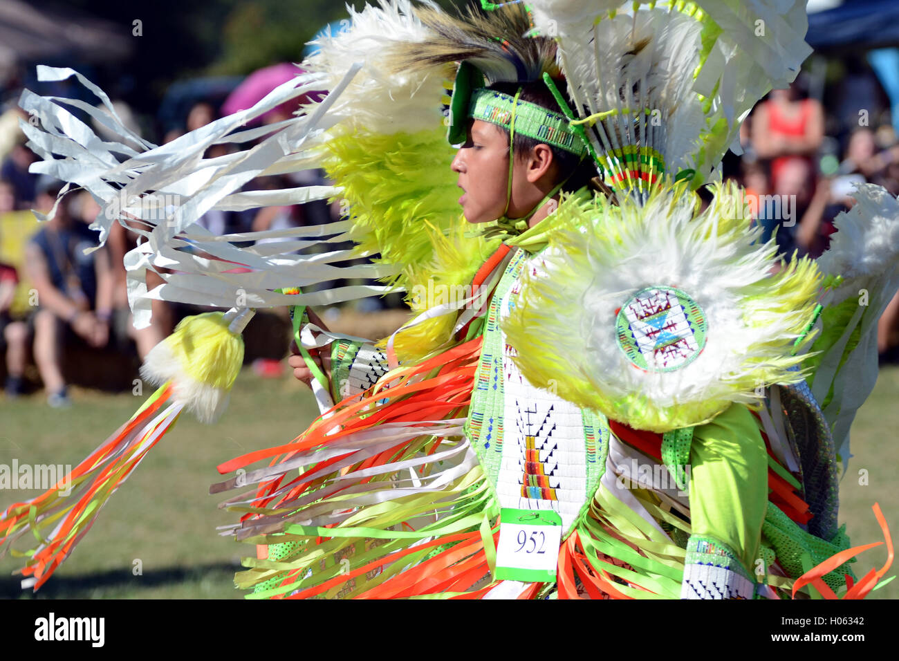American Indians take part in a Grand Entry ceremony during Saturday’s ...