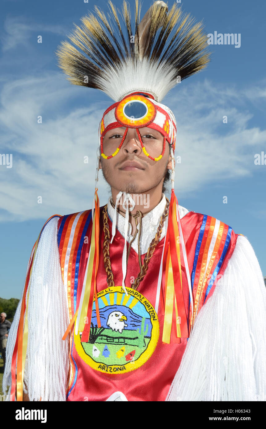 American Indians take part in a Grand Entry ceremony during Saturday’s ...