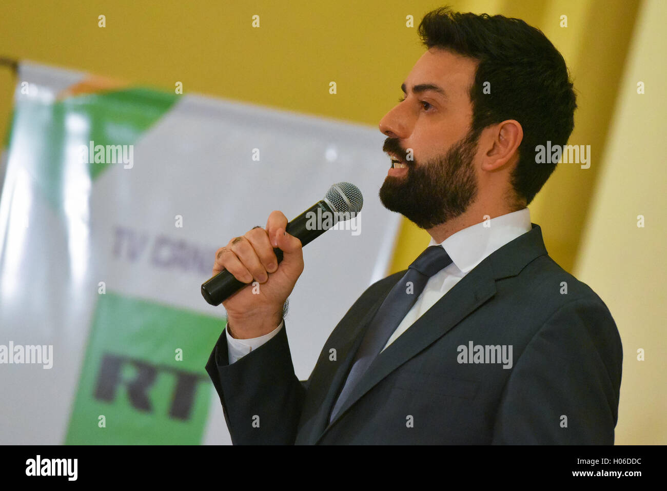 Buenos Aires, Argentina. 19 Sept, 2016. RT journalist Ignacio Jubilla ...