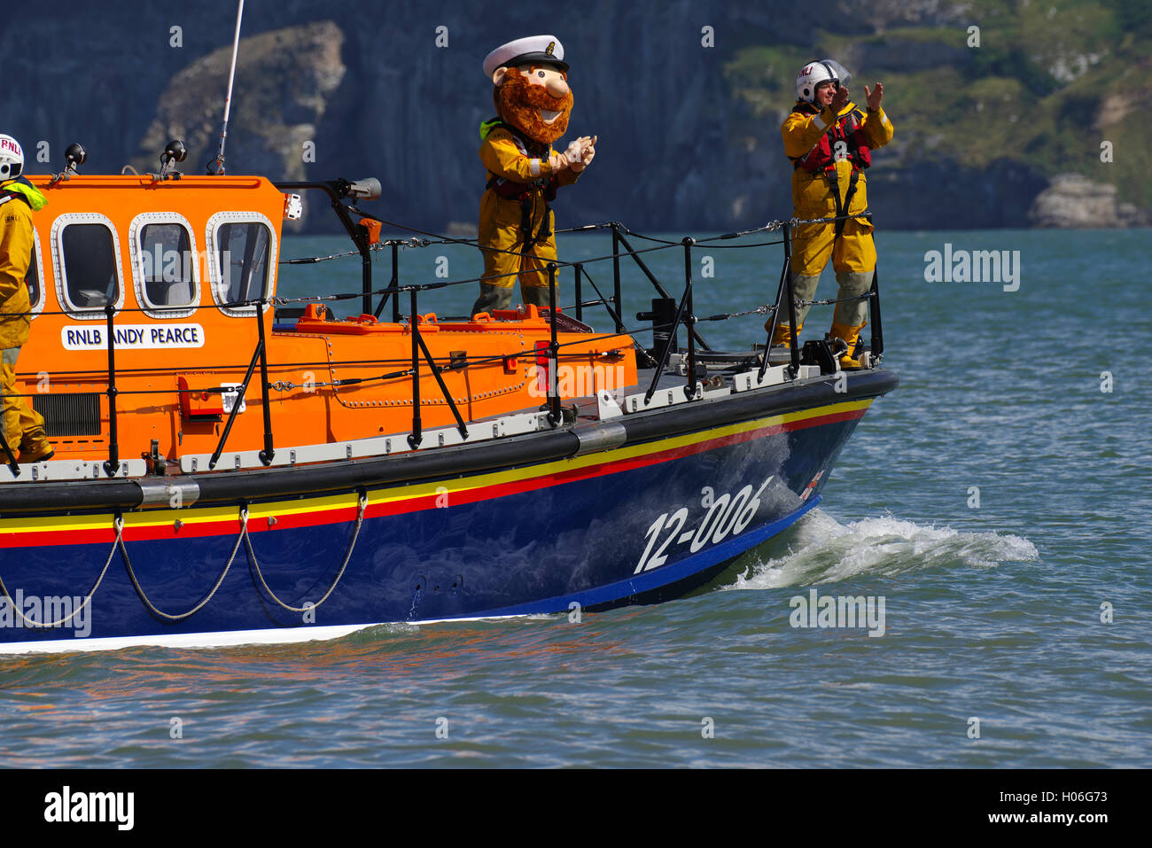 Launch and demonstration of Llandudno Lifeboat, Wales Stock Photo - Alamy