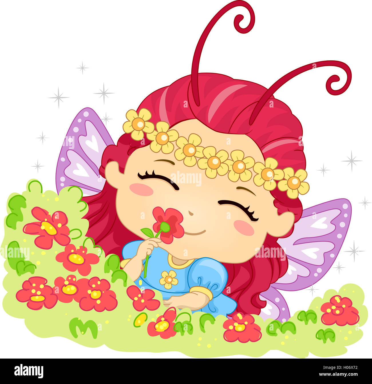 Sniff The Flower Clip Art Woman Smelling Flower Vector Illustration