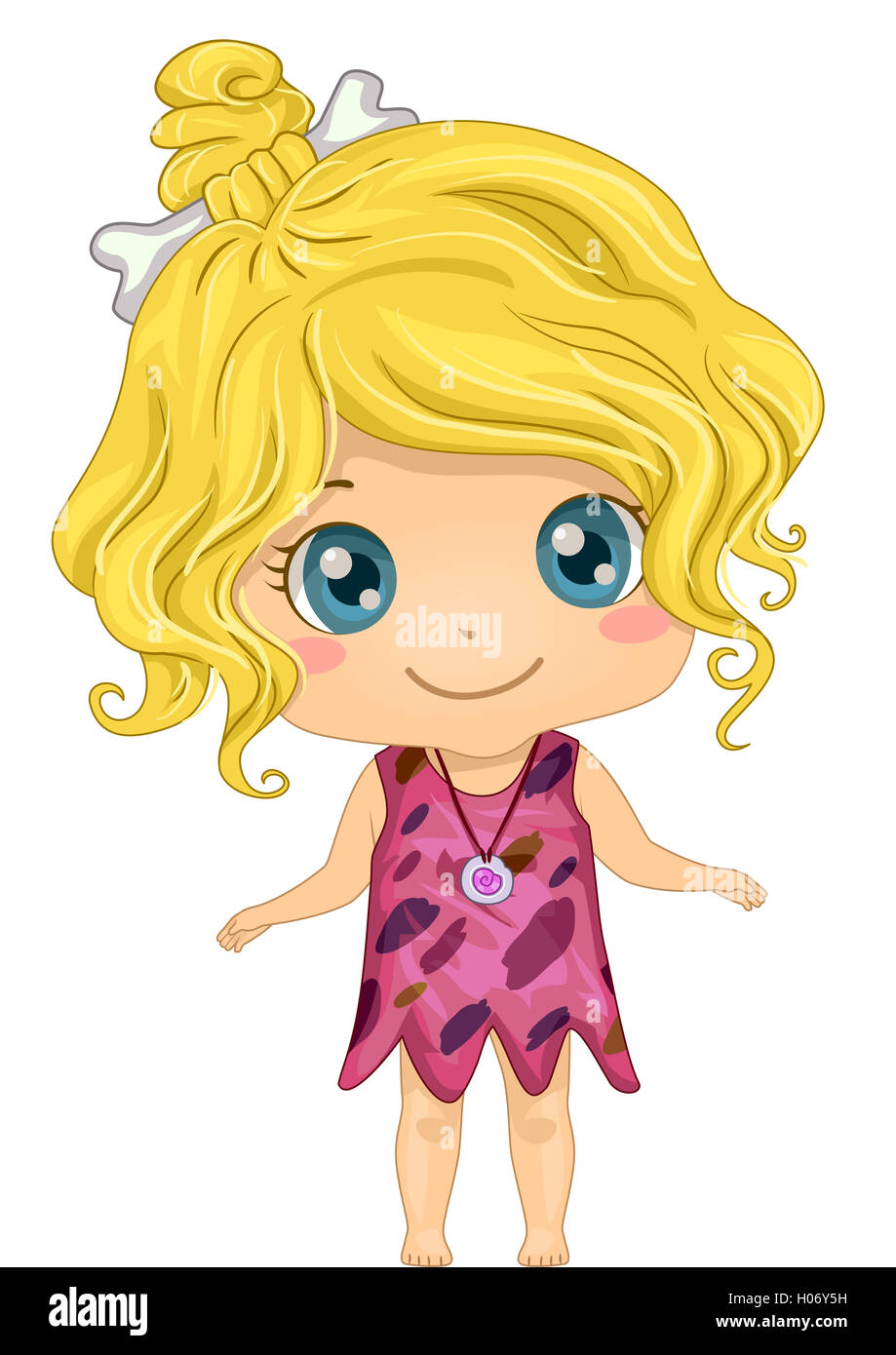 Illustration of a Little Girl Dressed as a Cave Woman Stock Photo - Alamy