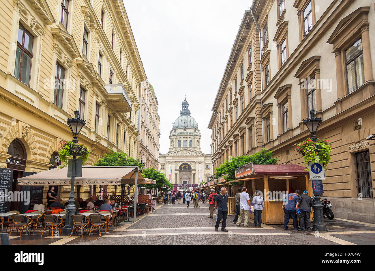 BUDAPEST, SEPTEMBER 17: Tourists walk on the street Zrinyi on September ...
