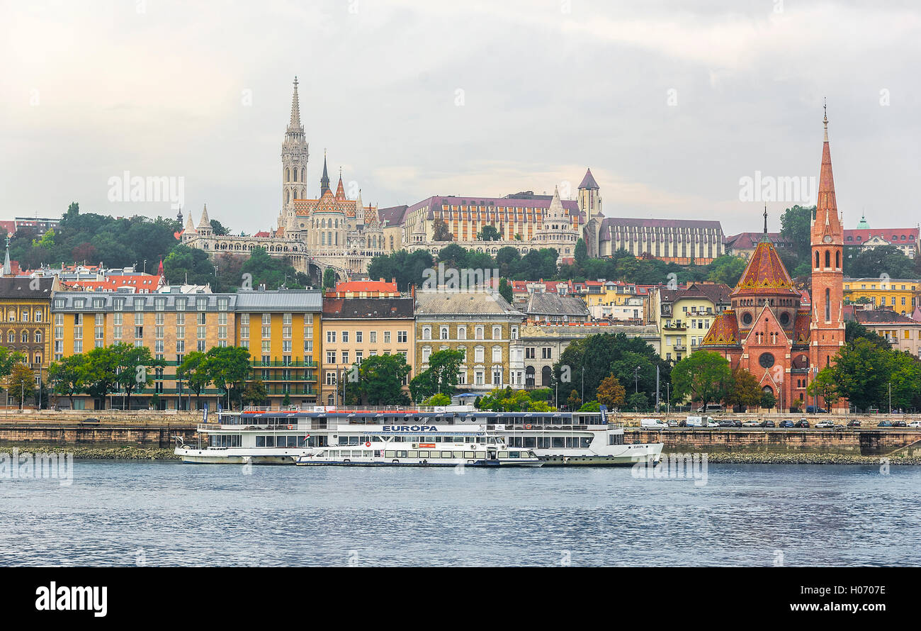 BUDAPEST, SEPTEMBER 17: View of Buda side of Budapest with the Buda ...