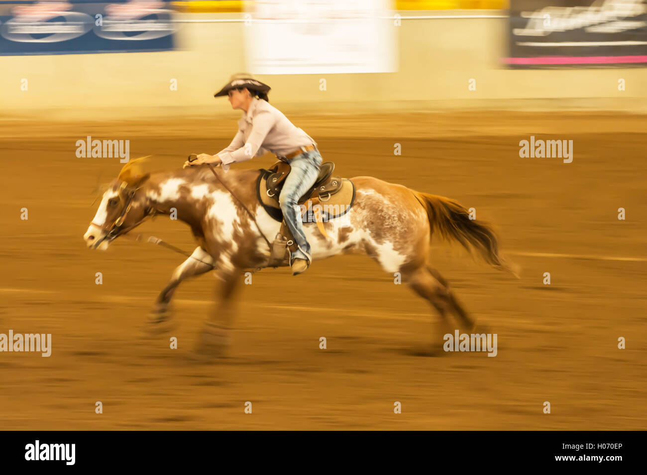 Barrel Racing at an Indoor Arena, Tamworth Australia Stock Photo - Alamy