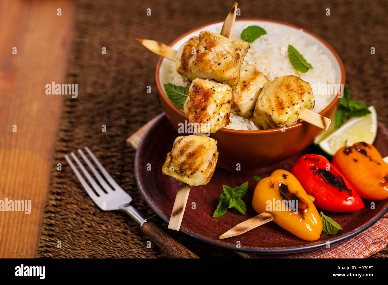 Chicken kebab rice hi-res stock photography and images - Alamy