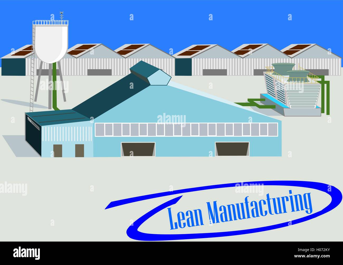 Industrial Plant. Flat 3d design. Industrial banner with lean ...