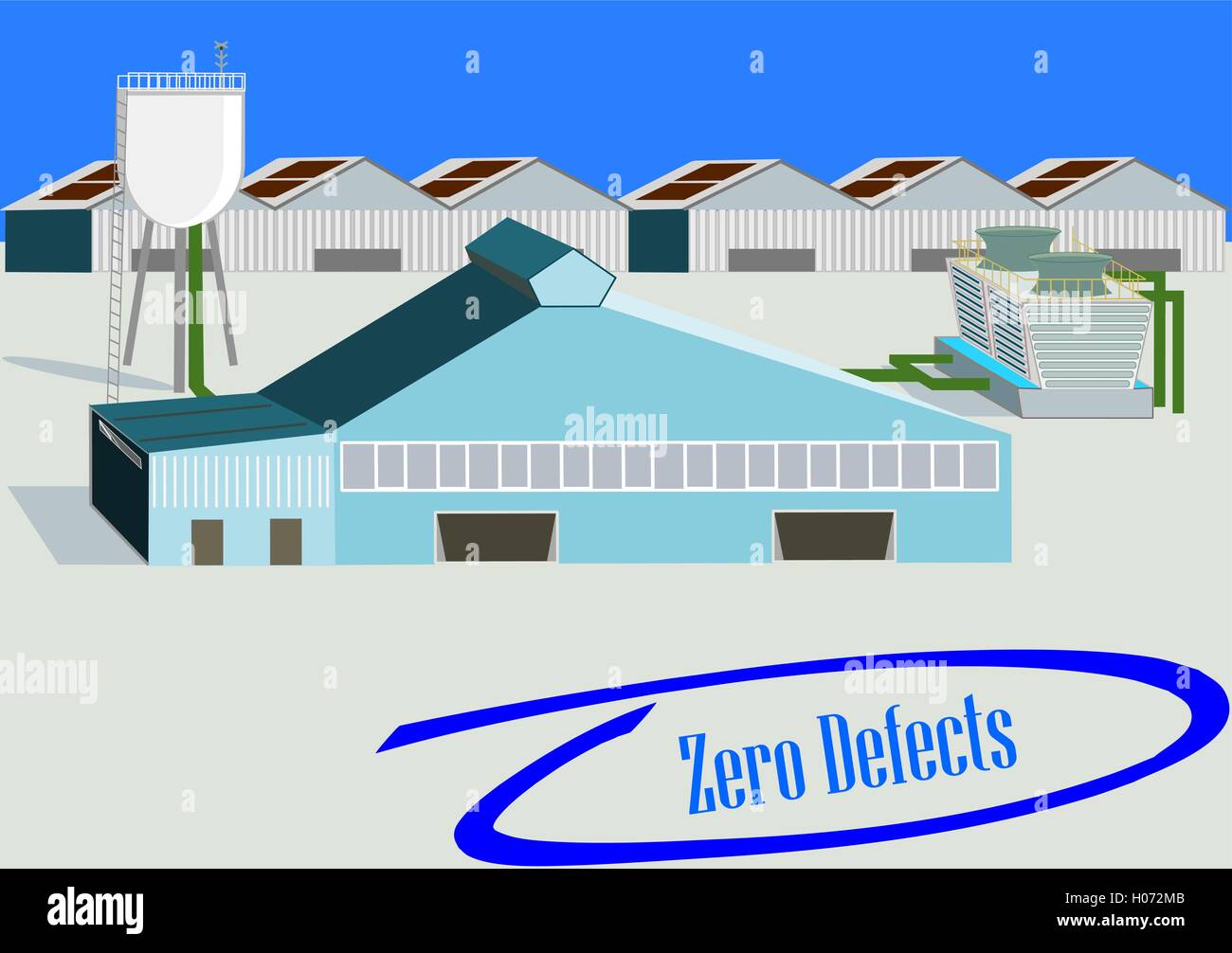 Industrial Plant. Flat 3d design. Industrial banner with zero defects ...