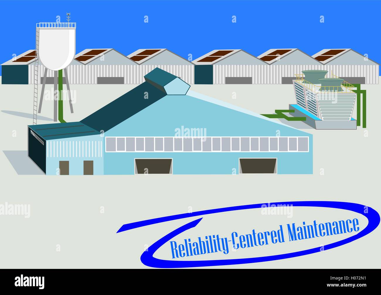 Industrial Plant. Flat 3d design. Industrial banner with reliability ...