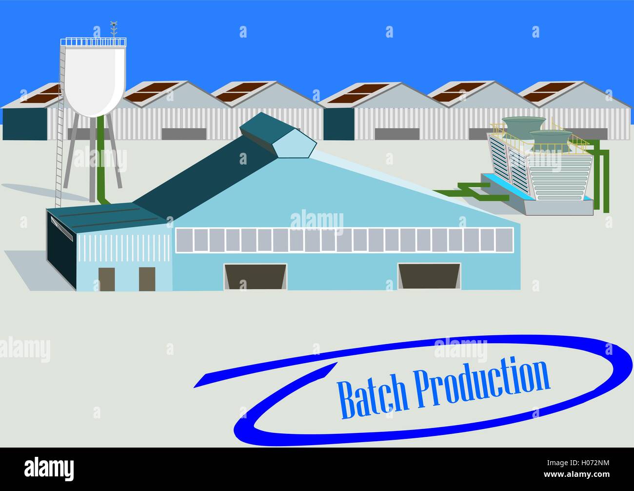 Industrial Plant. Flat 3d design. Industrial banner with batch ...