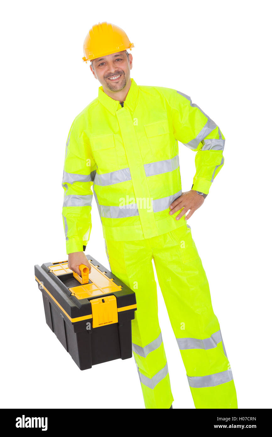 Portrait of worker wearing safety jacket Stock Photo - Alamy