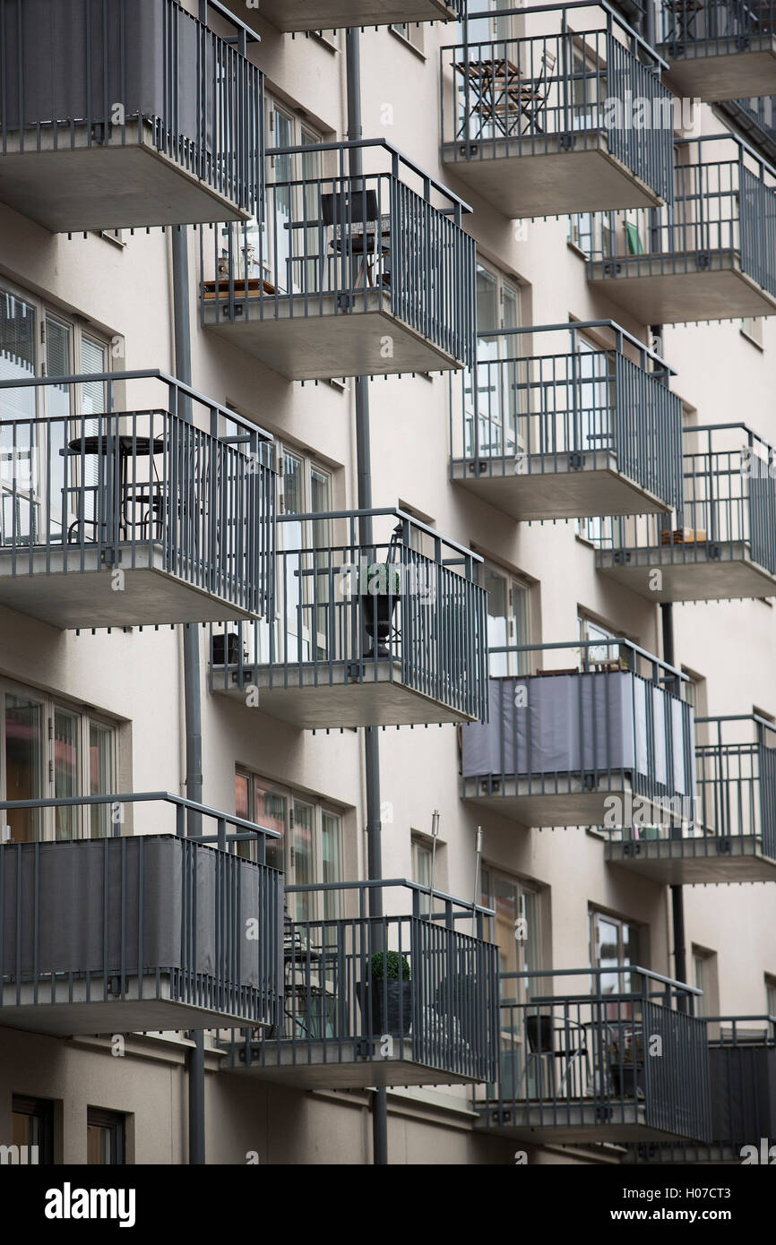 Large group of balconys Stock Photo - Alamy