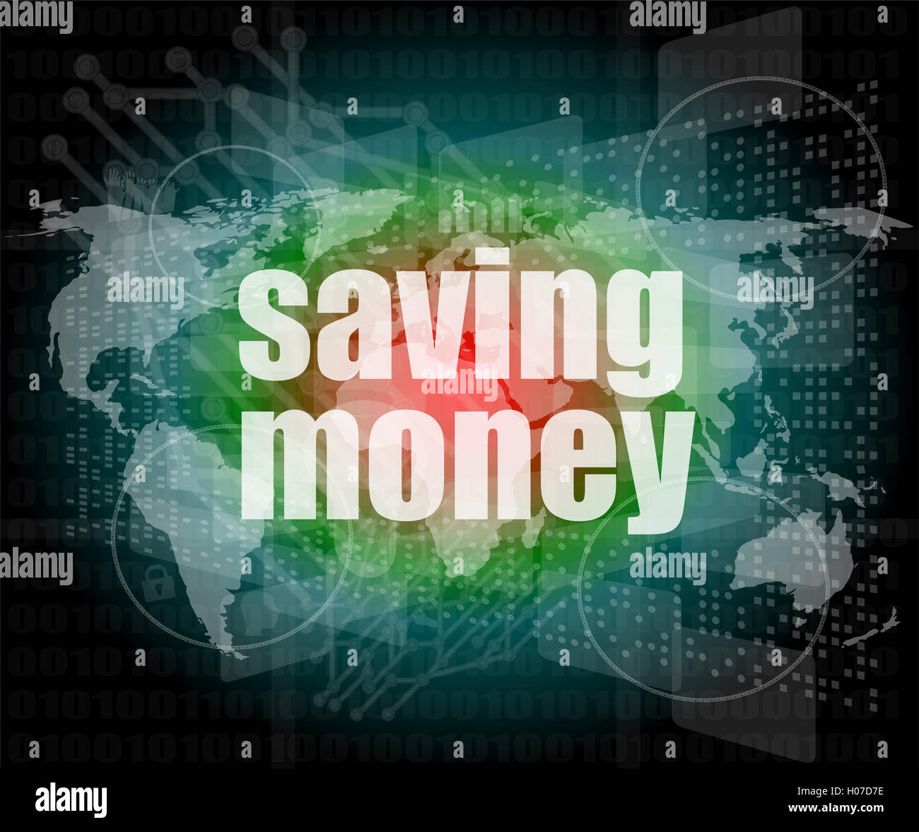 saving money on digital touch screen interface Stock Photo - Alamy