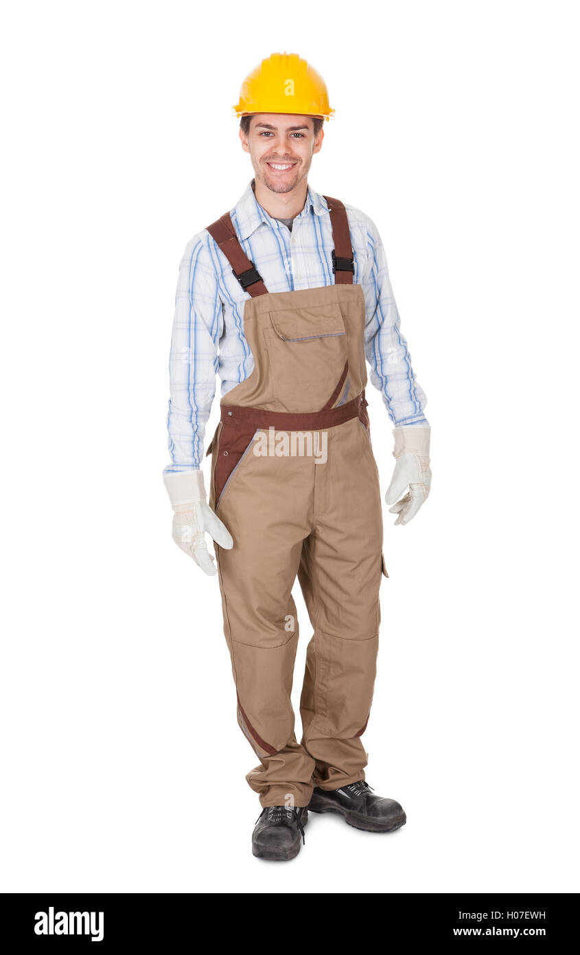 Confident happy workman Stock Photo - Alamy