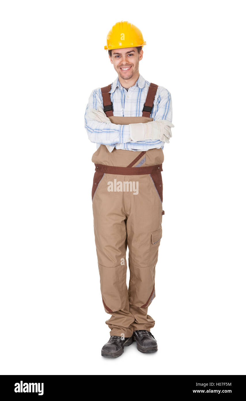 Confident happy workman Stock Photo - Alamy