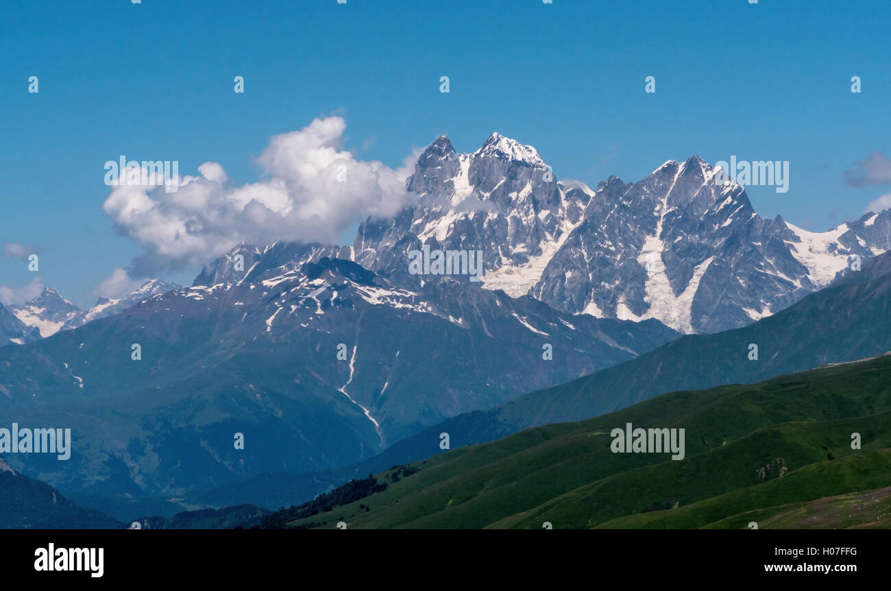mountains, green, peaks, Georgia, Svanetia Stock Photo - Alamy