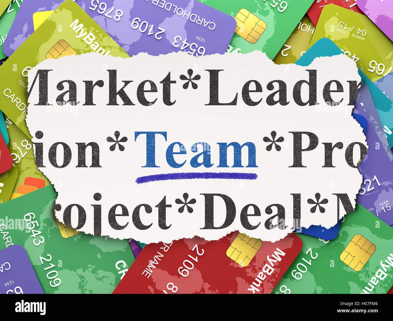 Finance concept: Team on Credit Card background Stock Photo - Alamy