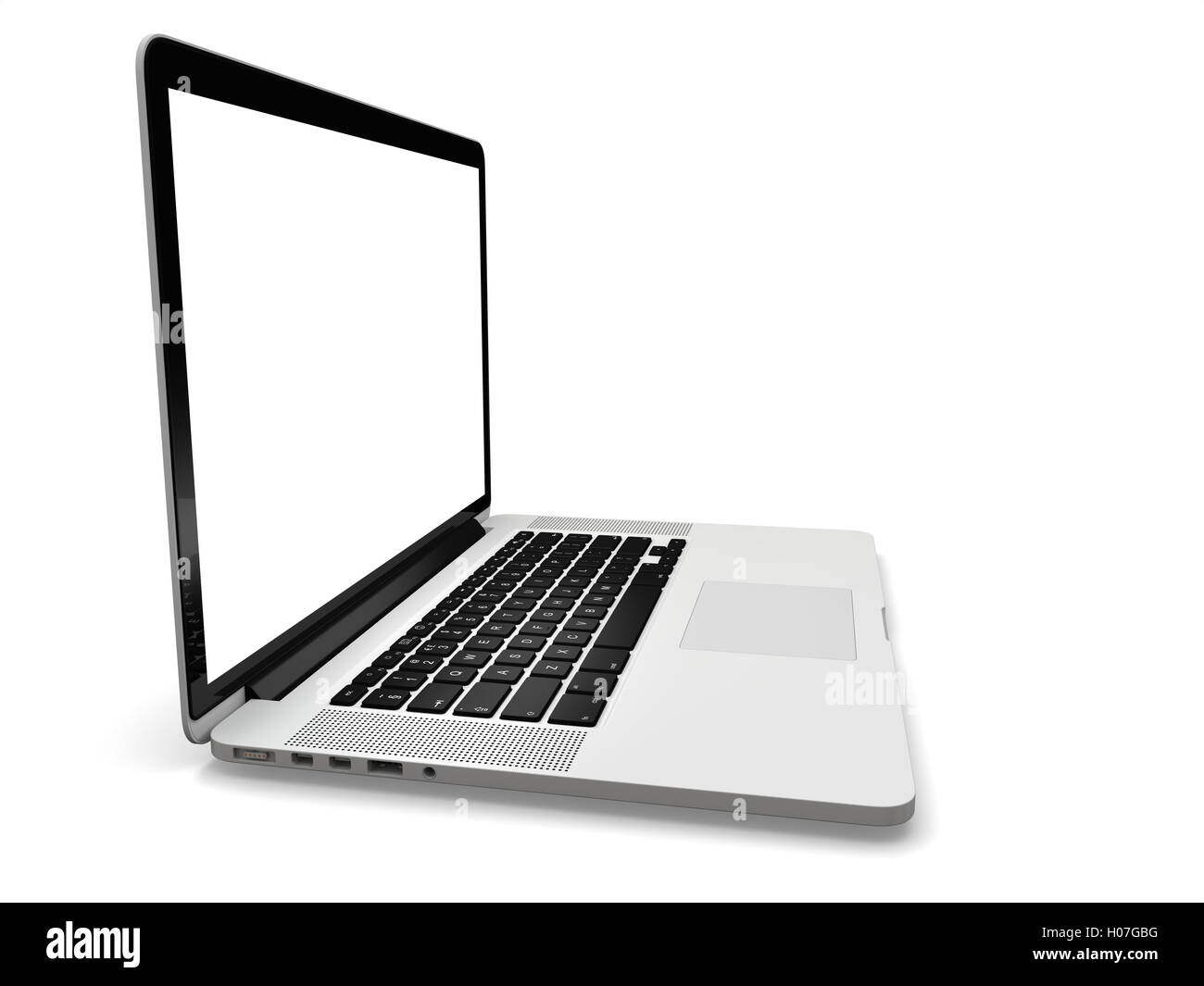Laptop with white screen Stock Photo - Alamy