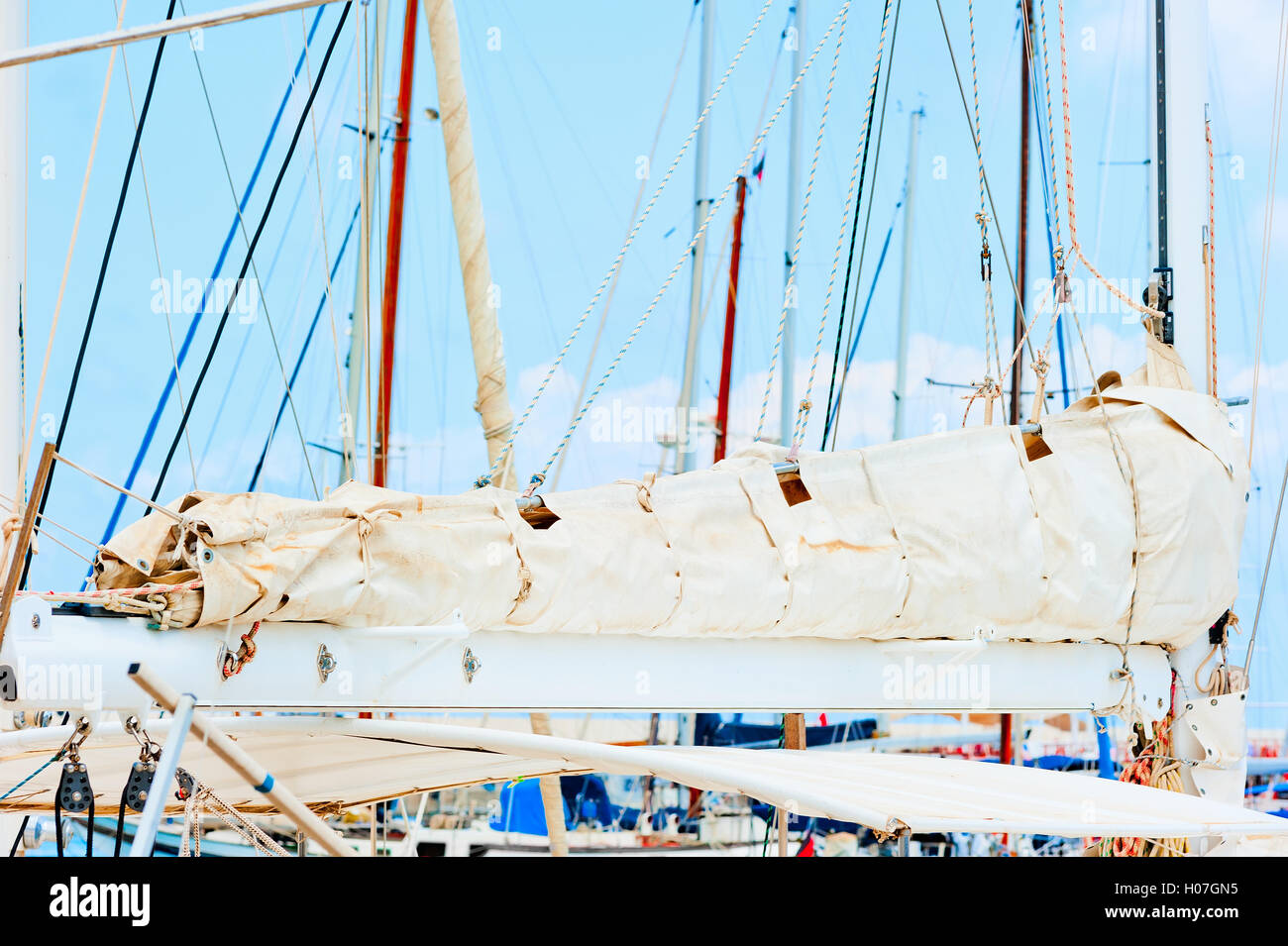 folded sail boats close-up Stock Photo - Alamy