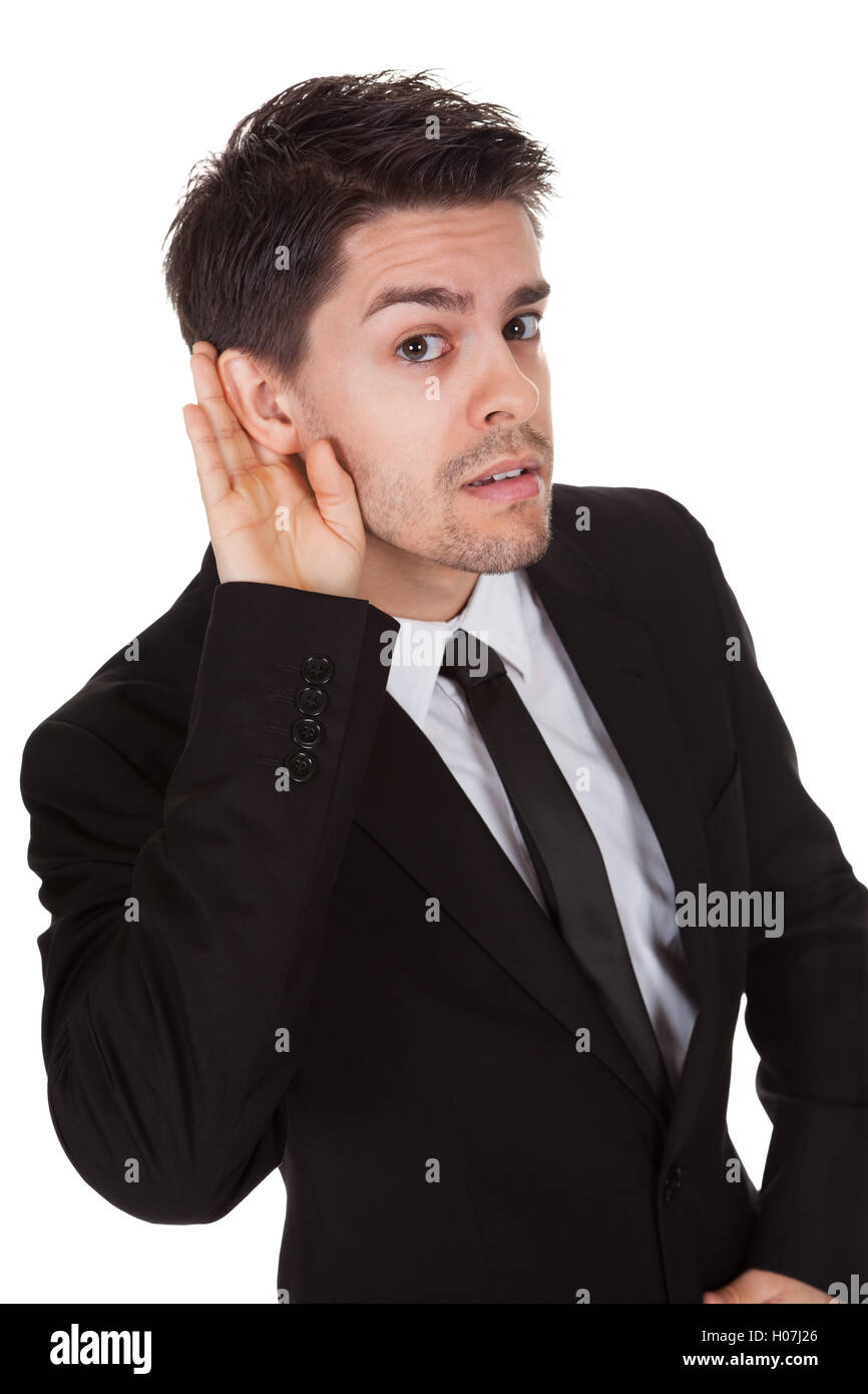 Business man hold audio hi-res stock photography and images - Alamy