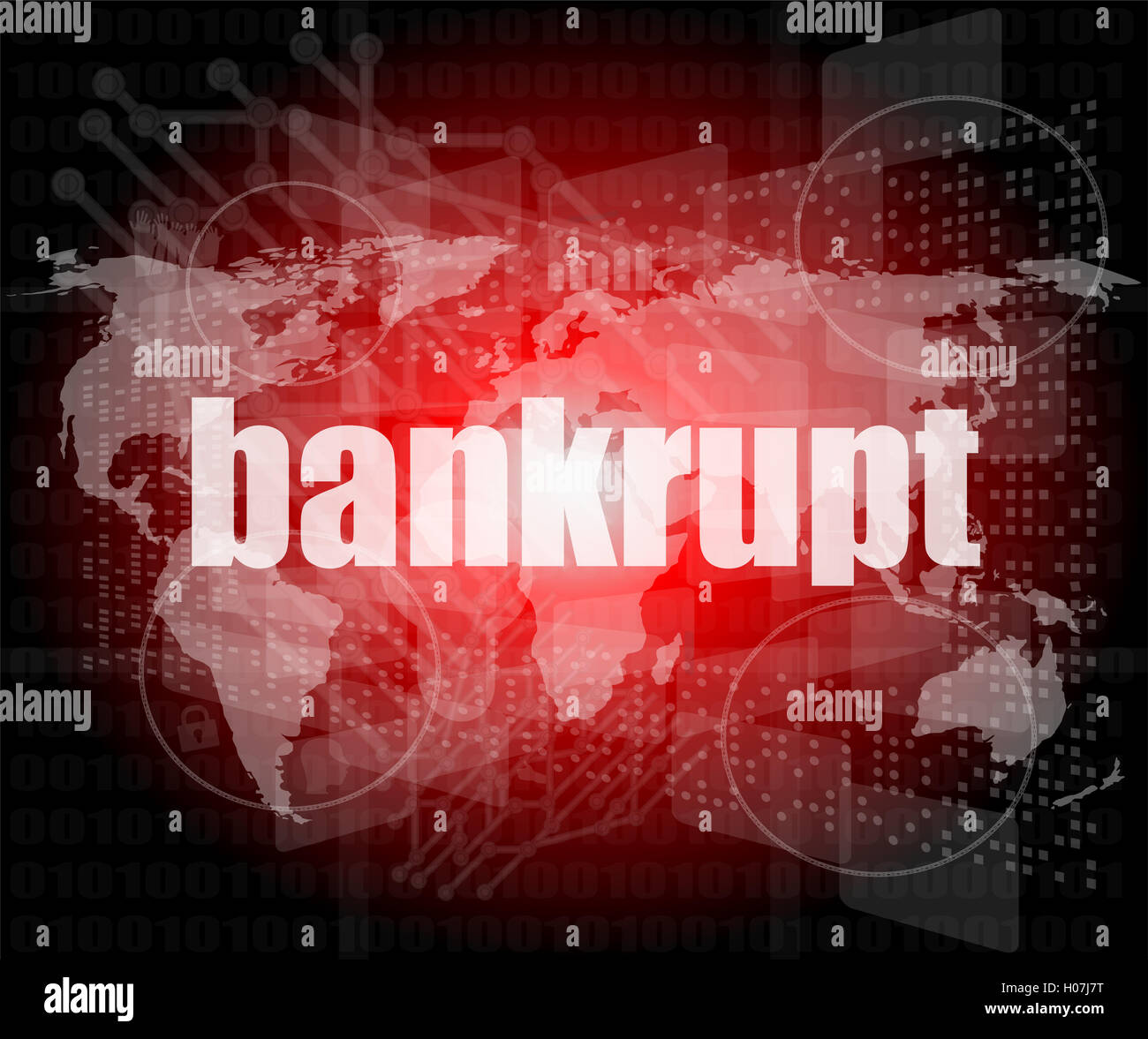 bankrupt word on touch screen, modern virtual technology background ...