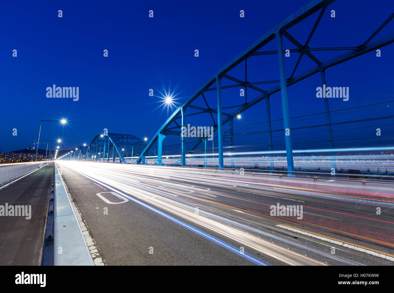 Traffic trail on highway Stock Photo - Alamy