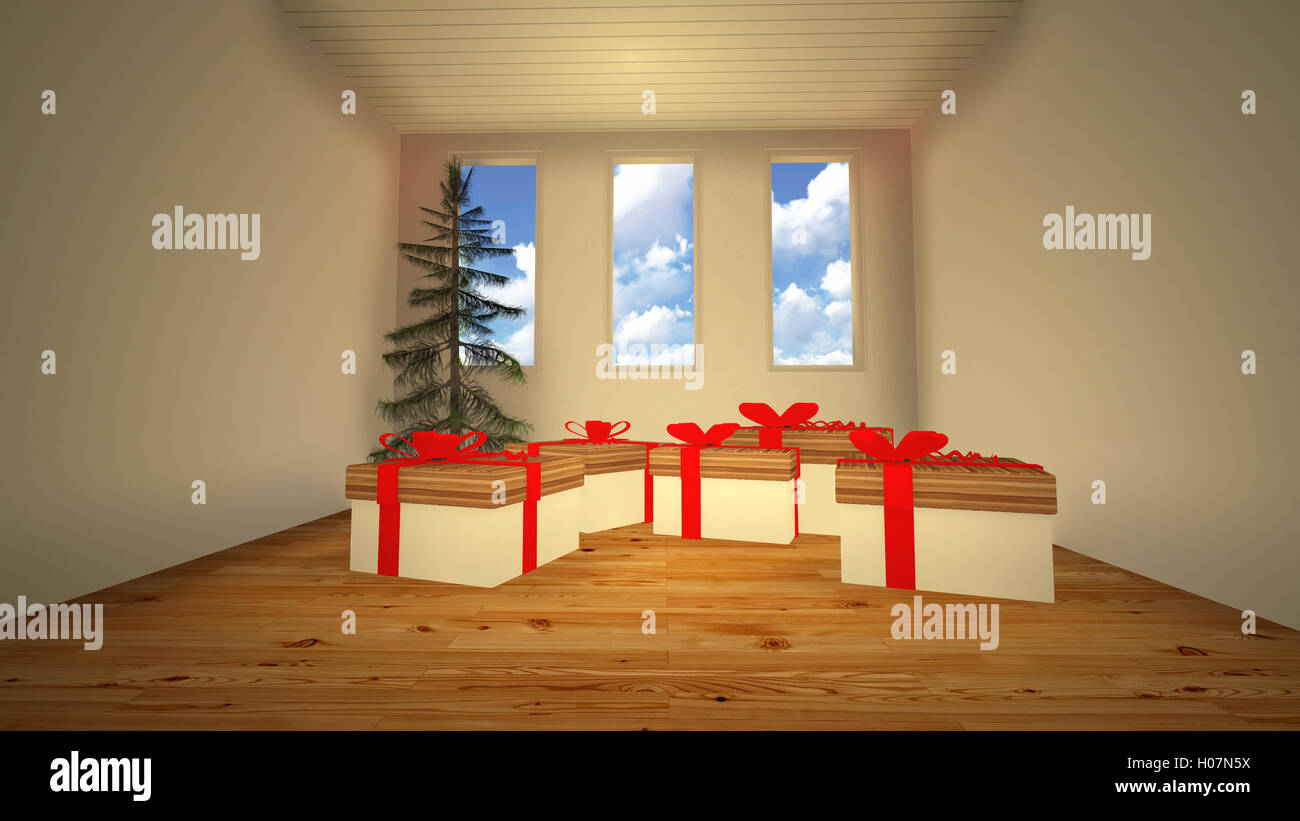 gift box in room Stock Photo - Alamy